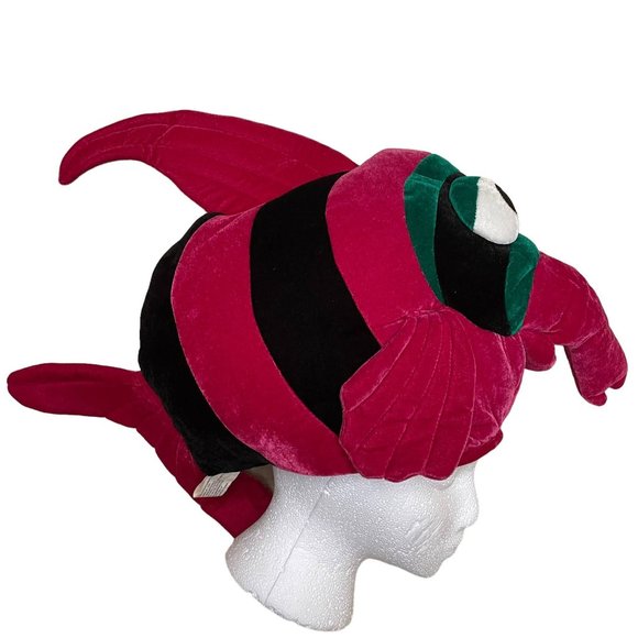 CHARISHA | Accessories | Vintage Chrisha Playful Plush Red Black Striped Fish Hat Halloween ...